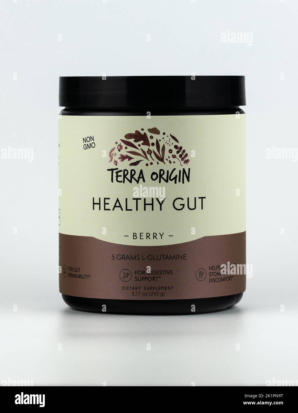 Healthy Gut (digestive support) powder editorial. dietary supplement in ...