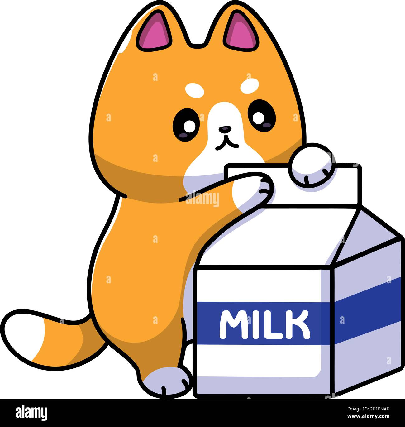 A Cute kawaii cat drinking milk Stock Vector Image & Art - Alamy