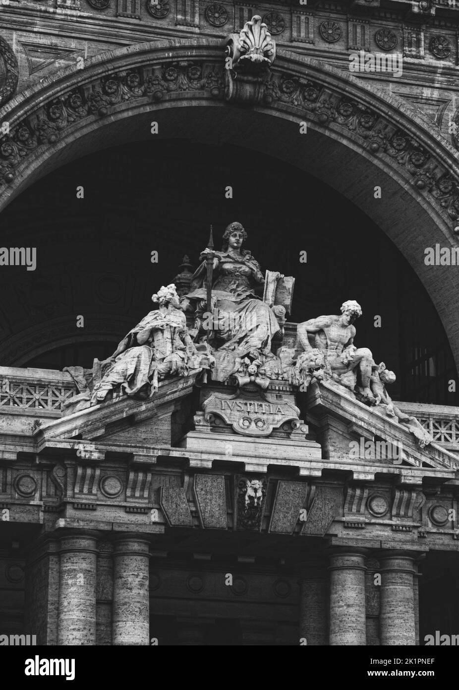 A grayscale shot of the Palace of Justice, Rome Stock Photo - Alamy