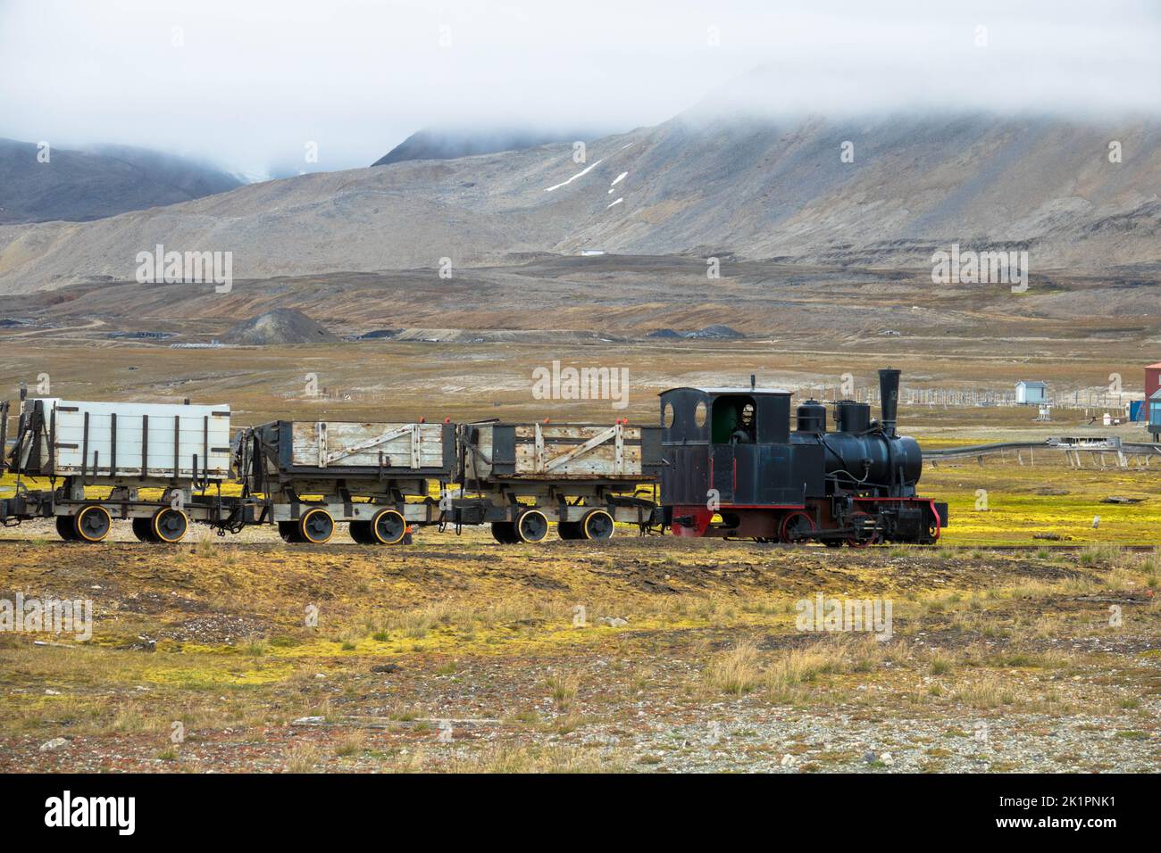 Old and derelict mining railway in Ny-Alesund, Spitsbergen, Kongsfjord ...