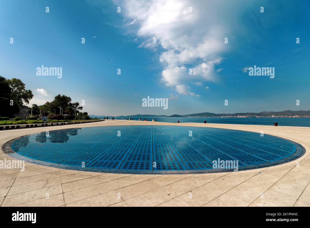 The famous Monument to the Sun in Zadar under a blue cloudy sky Stock ...