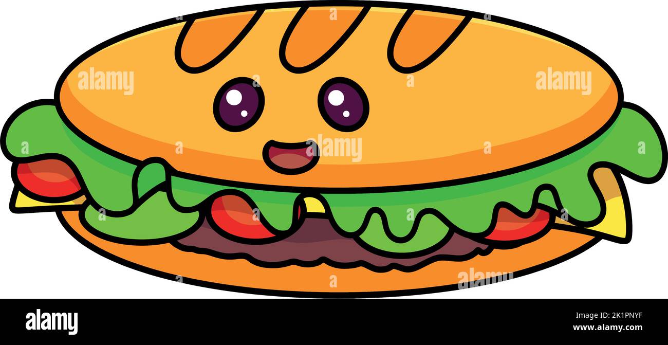 A cute sandwich kawaii sticker Stock Vector Image & Art - Alamy