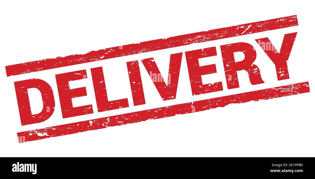 DELIVERY text written on red rectangle stamp sign Stock Photo - Alamy
