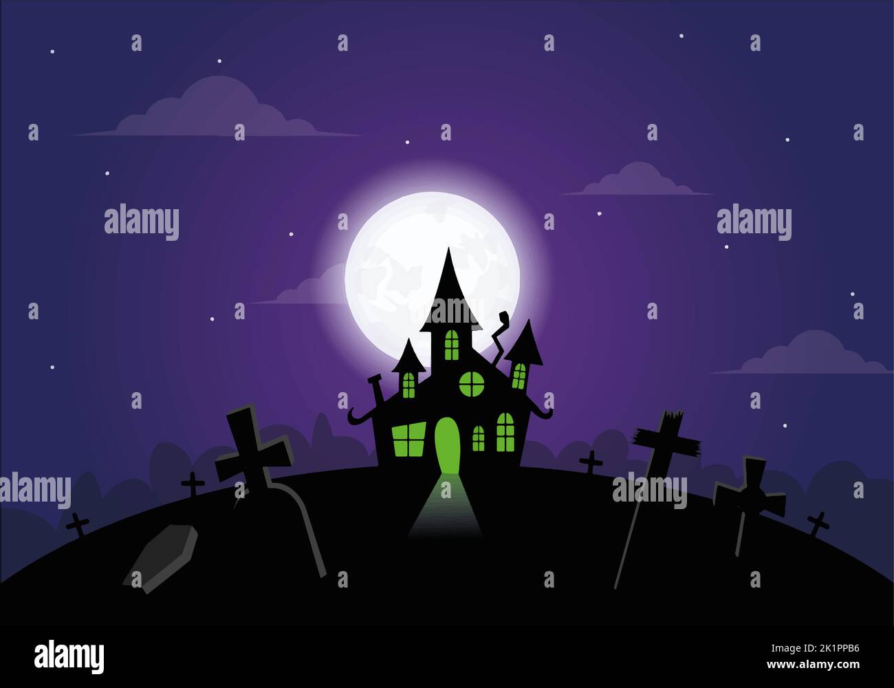 Dark halloween dark house in vector illustration Stock Vector Image ...