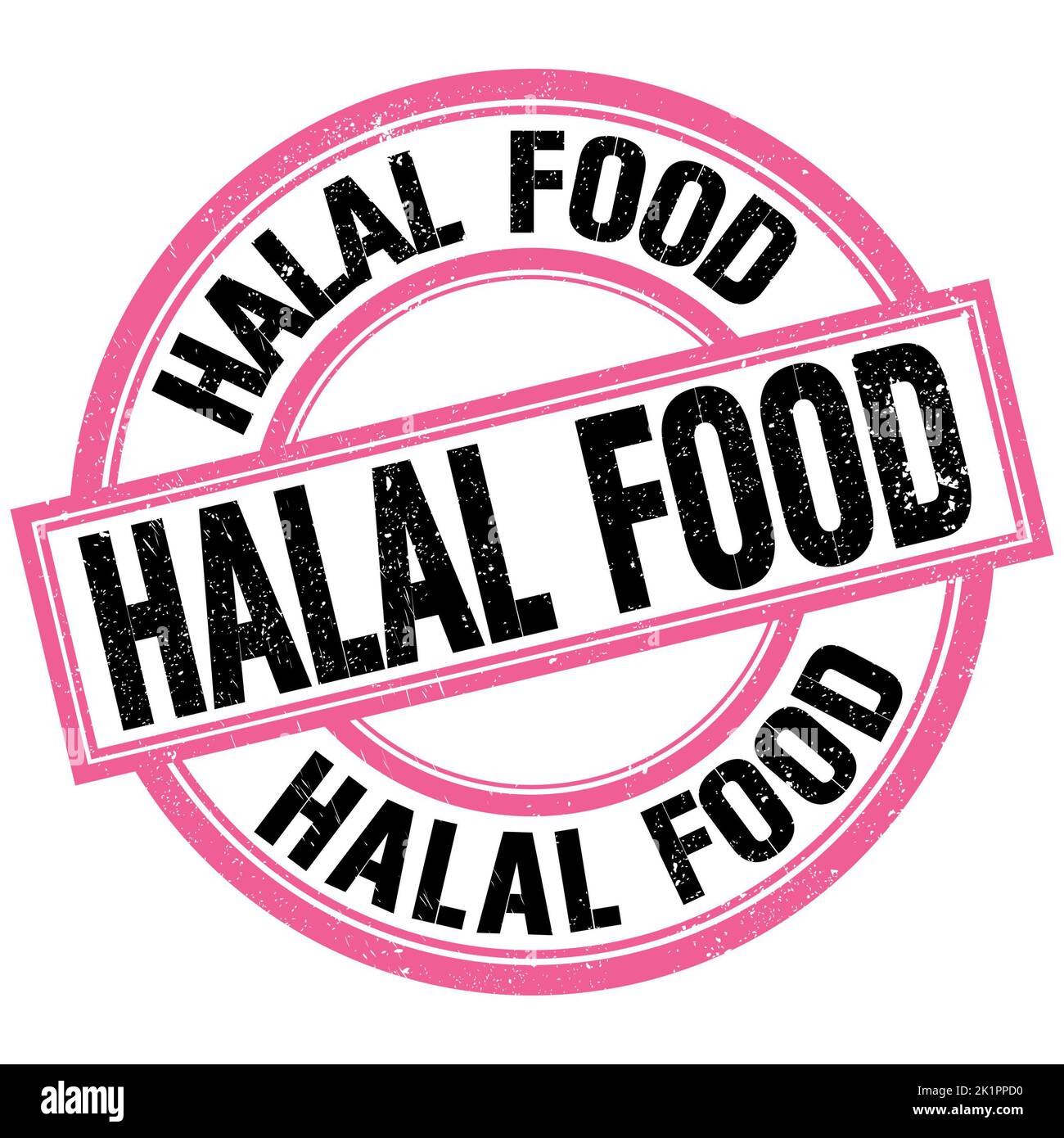 HALAL FOOD text written on pink-black round stamp sign Stock Photo - Alamy