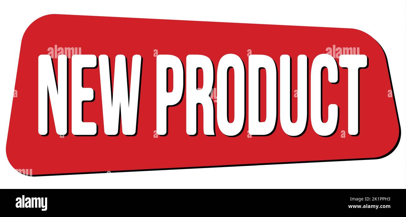 NEW PRODUCT text written on red trapeze stamp sign Stock Photo - Alamy