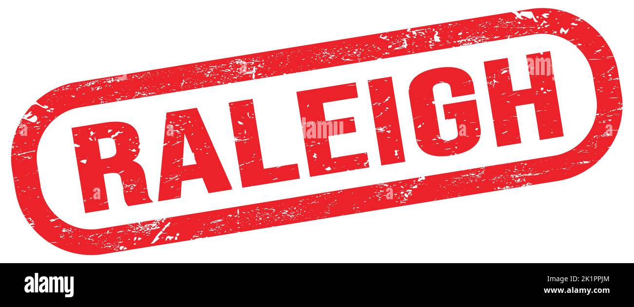 RALEIGH, text on red rectangle stamp sign Stock Photo - Alamy