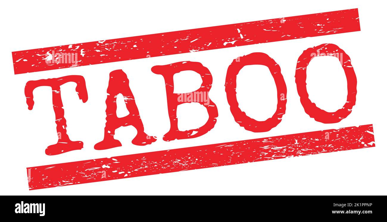 TABOO text written on red grungy lines stamp sign Stock Photo - Alamy