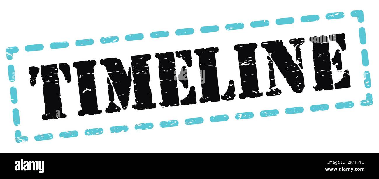 TIMELINE text written on blue-black dash stamp sign Stock Photo - Alamy