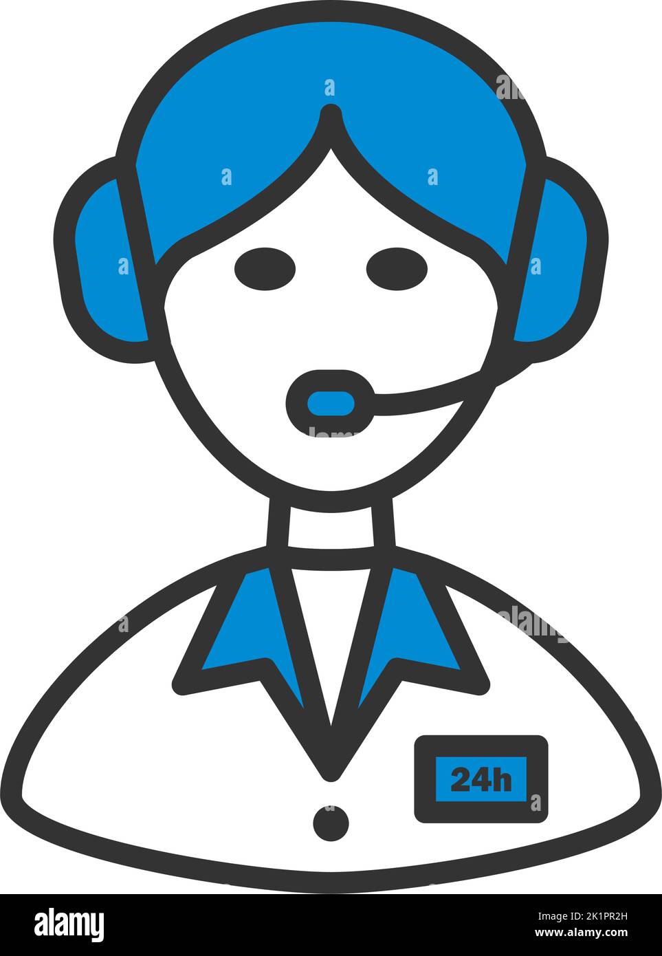 24 Hour Operator Icon. Editable Bold Outline With Color Fill Design ...