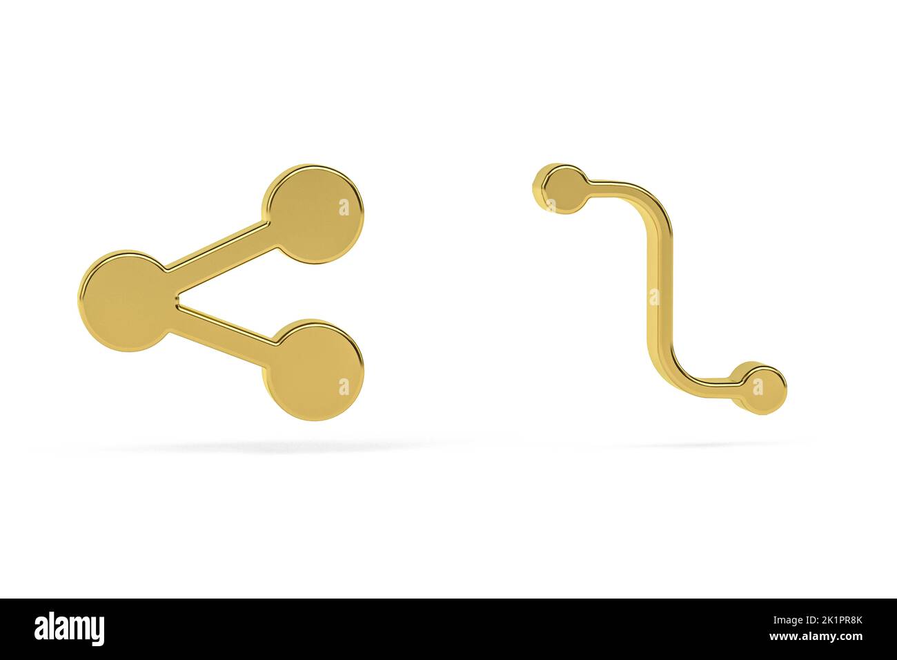 Golden 3d connector icon isolated on white background - 3d render Stock ...