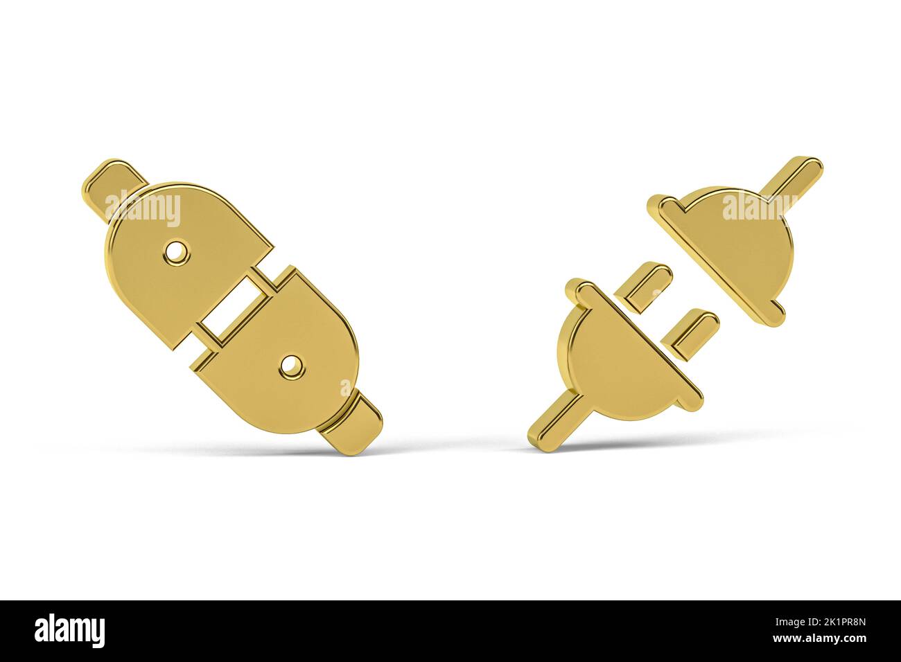 Golden 3d connector icon isolated on white background - 3d render Stock ...