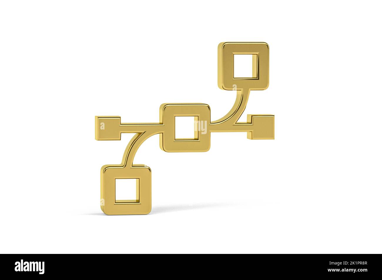 Golden 3d connector icon isolated on white background - 3d render Stock ...