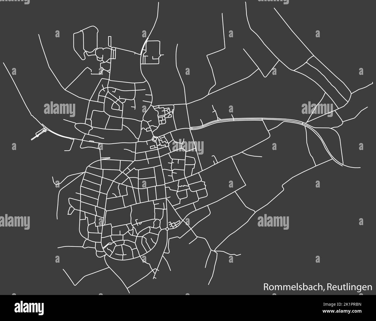 Street roads map of the ROMMELSBACH QUARTER, REUTLINGEN Stock Vector ...