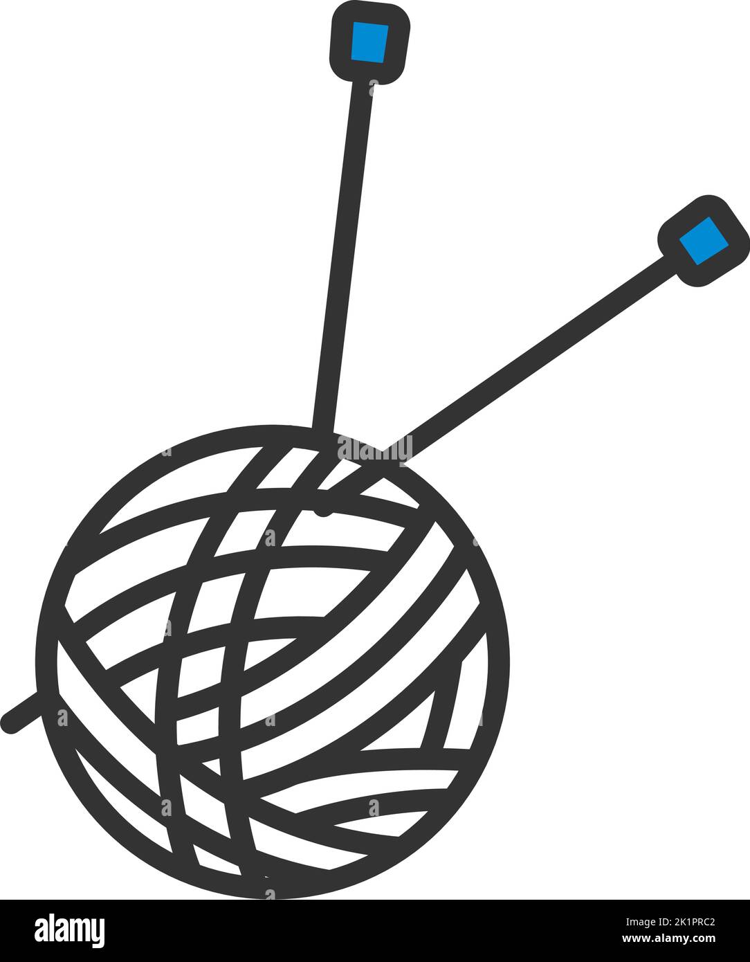 Yarn Ball With Knitting Needles Icon. Editable Bold Outline With Color ...