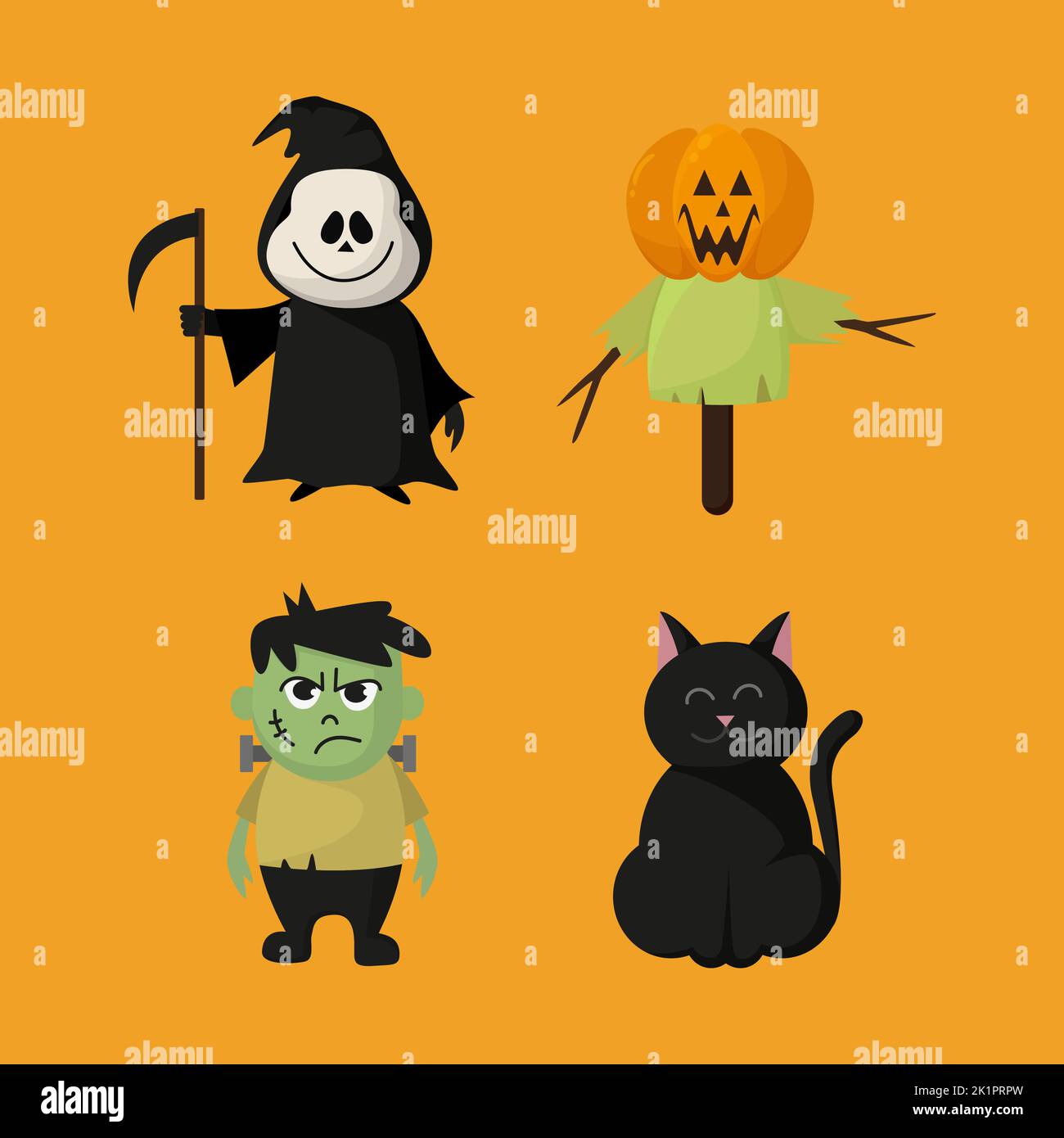 cartoon characters on Halloween stuffed black cat Frankenstein and ...