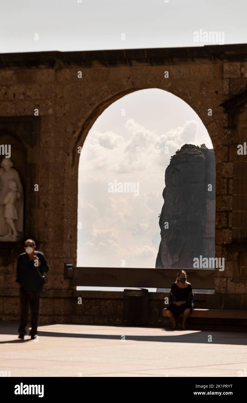 The people at the monastery in the mountain Stock Photo - Alamy