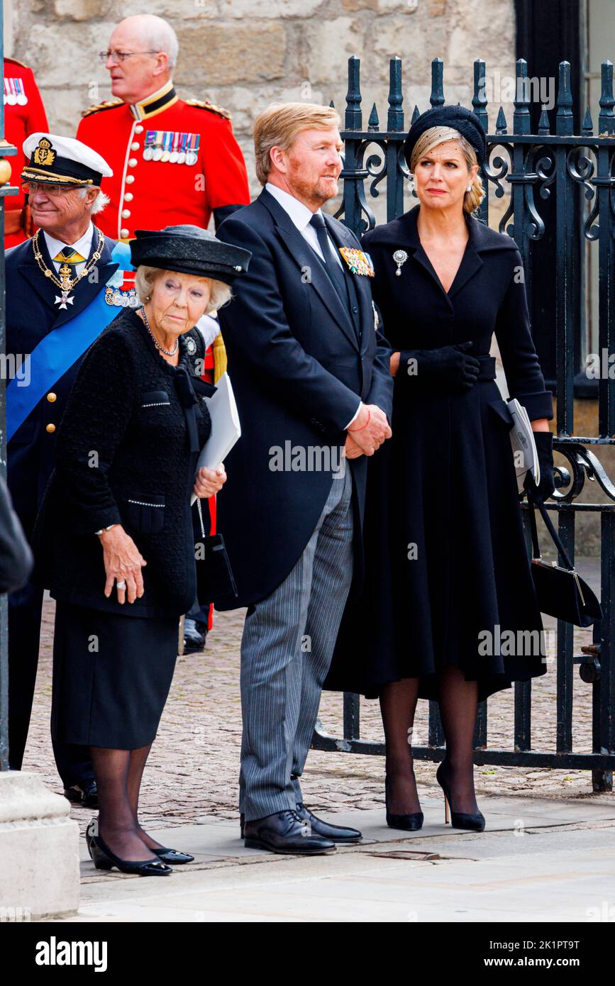 LONDON - King Willem-Alexander, Queen Maxima and Princess Beatrix of The Netherlands at the ...
