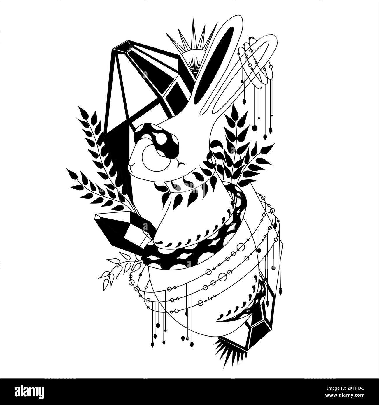 Mystical items icon. Esoteric, boho mystical hand drawn elements. Magic ...