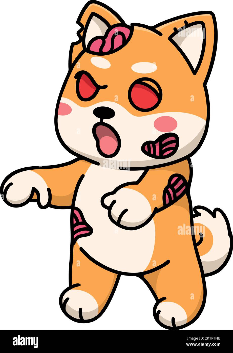A vector illustration of a cute cartoon zombie dog isolated on a white ...