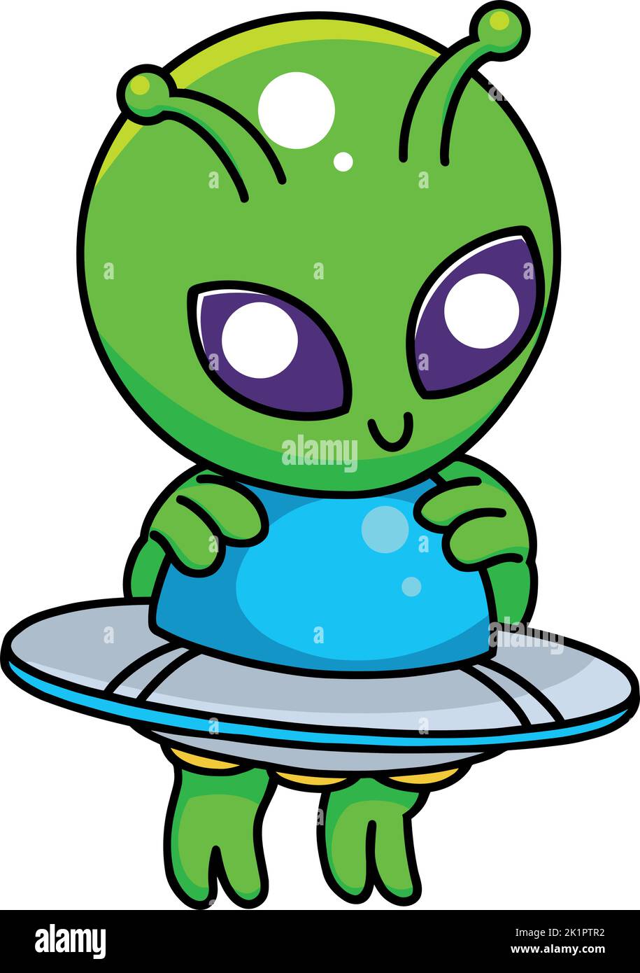 A vector illustration of a cute cartoon alien holding an antenna ...