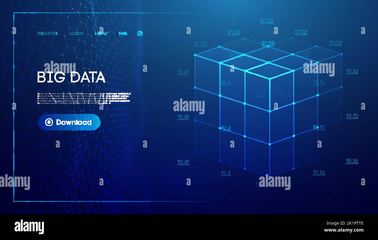 Big data and data science. Isometric cube technology background ...