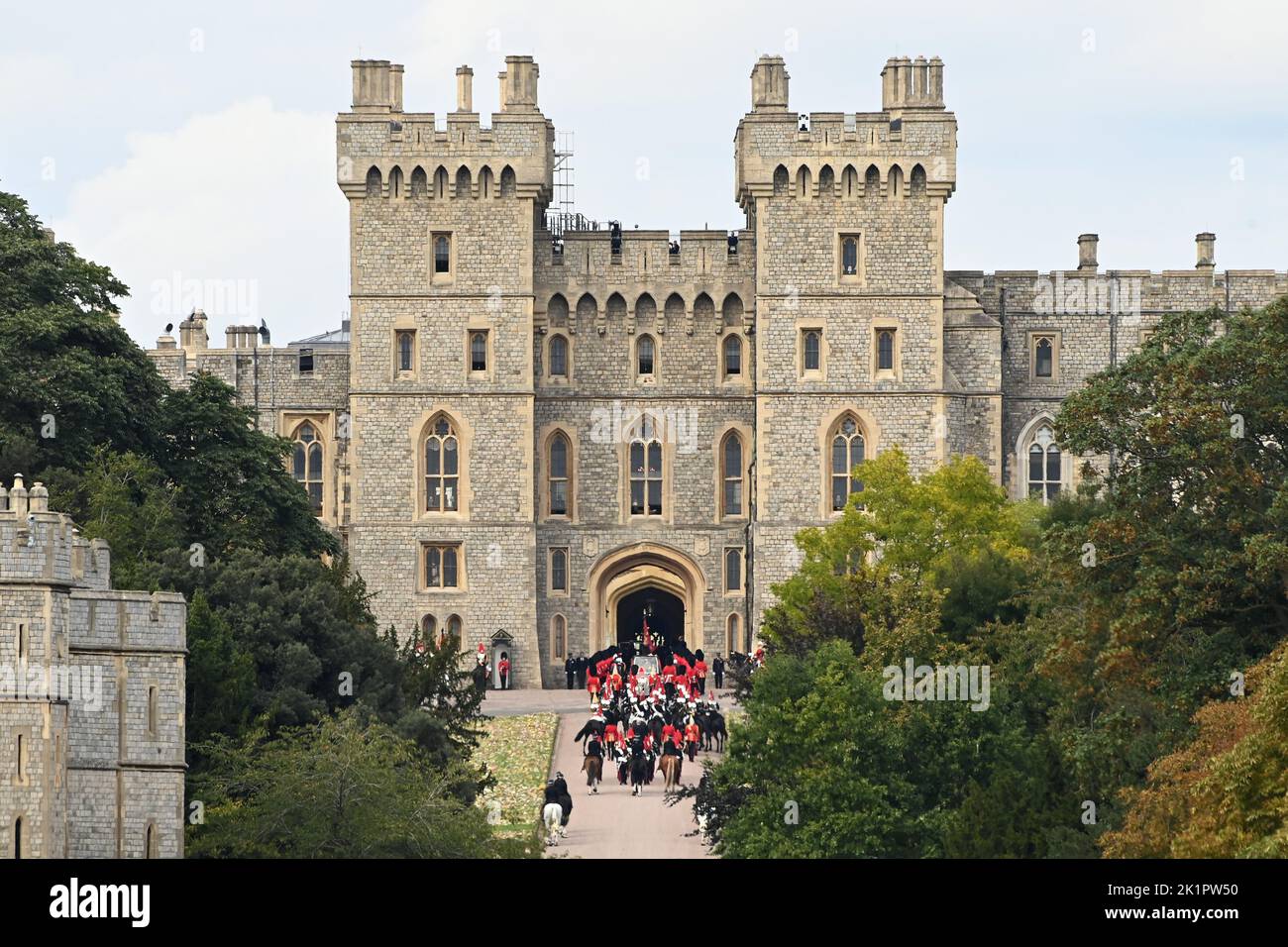 The State Hearse carrying the coffin of Queen Elizabeth II is driven in ...