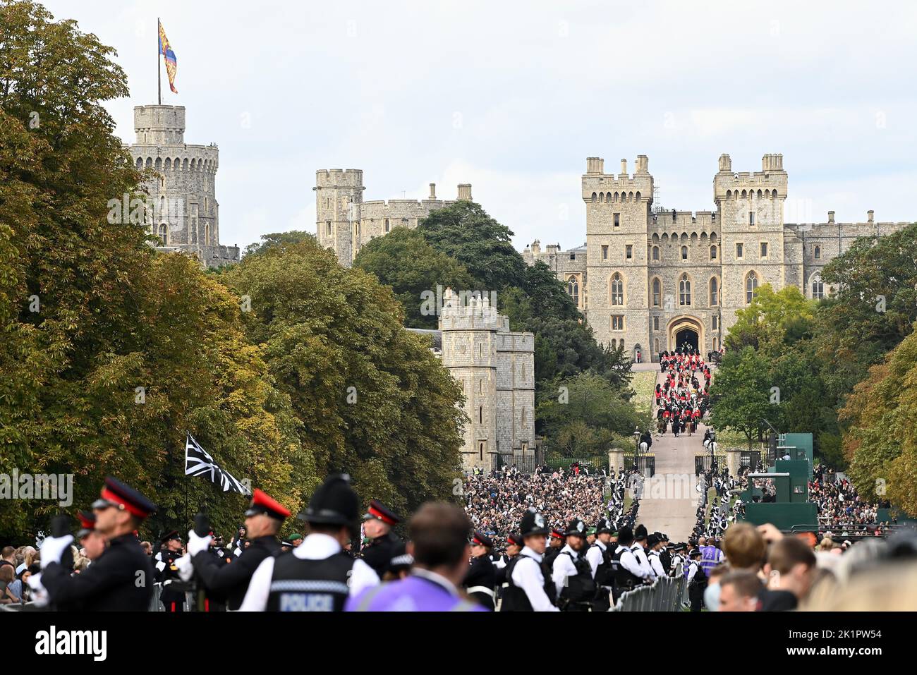 The State Hearse carrying the coffin of Queen Elizabeth II is driven in ...