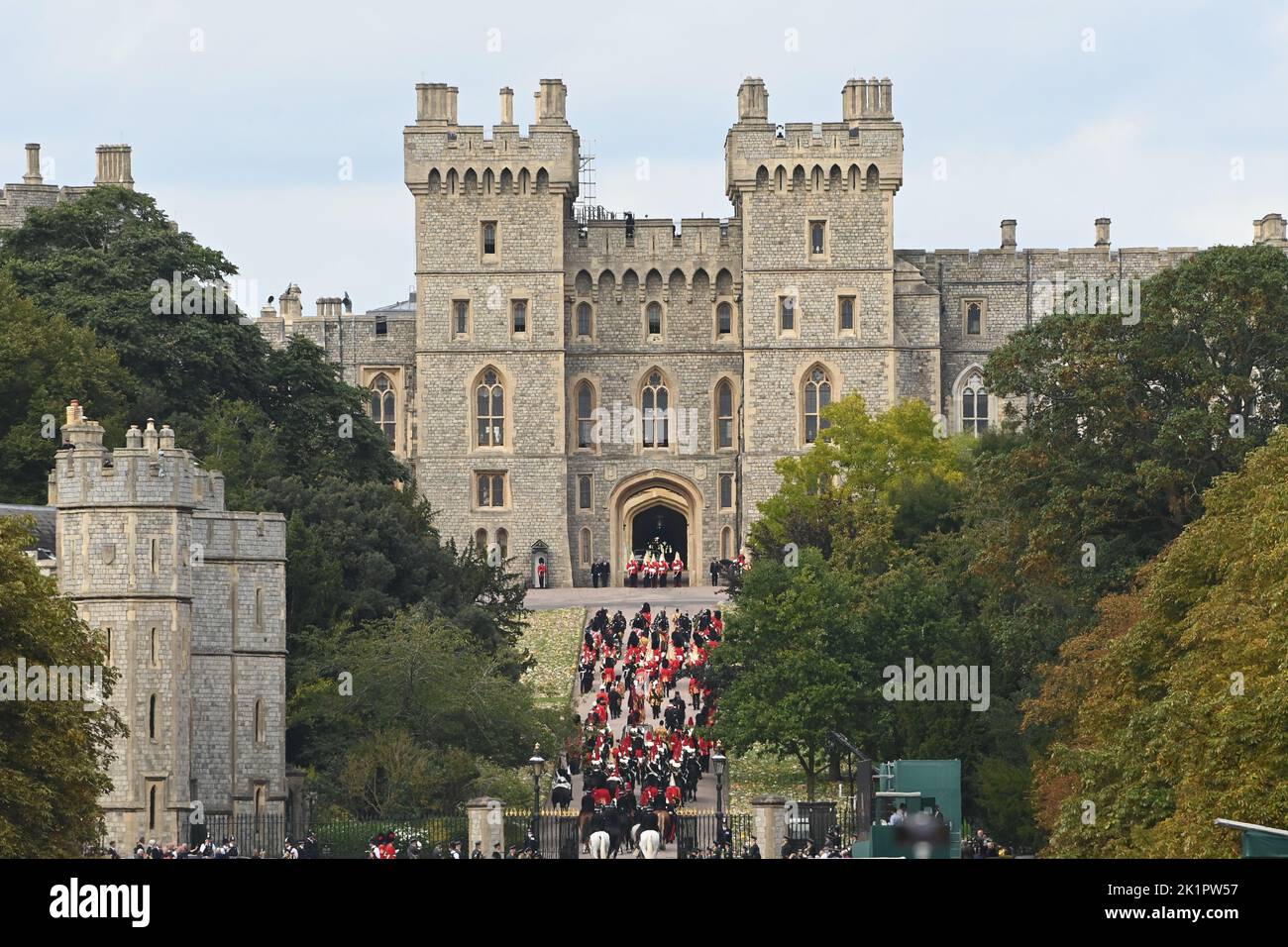 The State Hearse carrying the coffin of Queen Elizabeth II is driven in ...