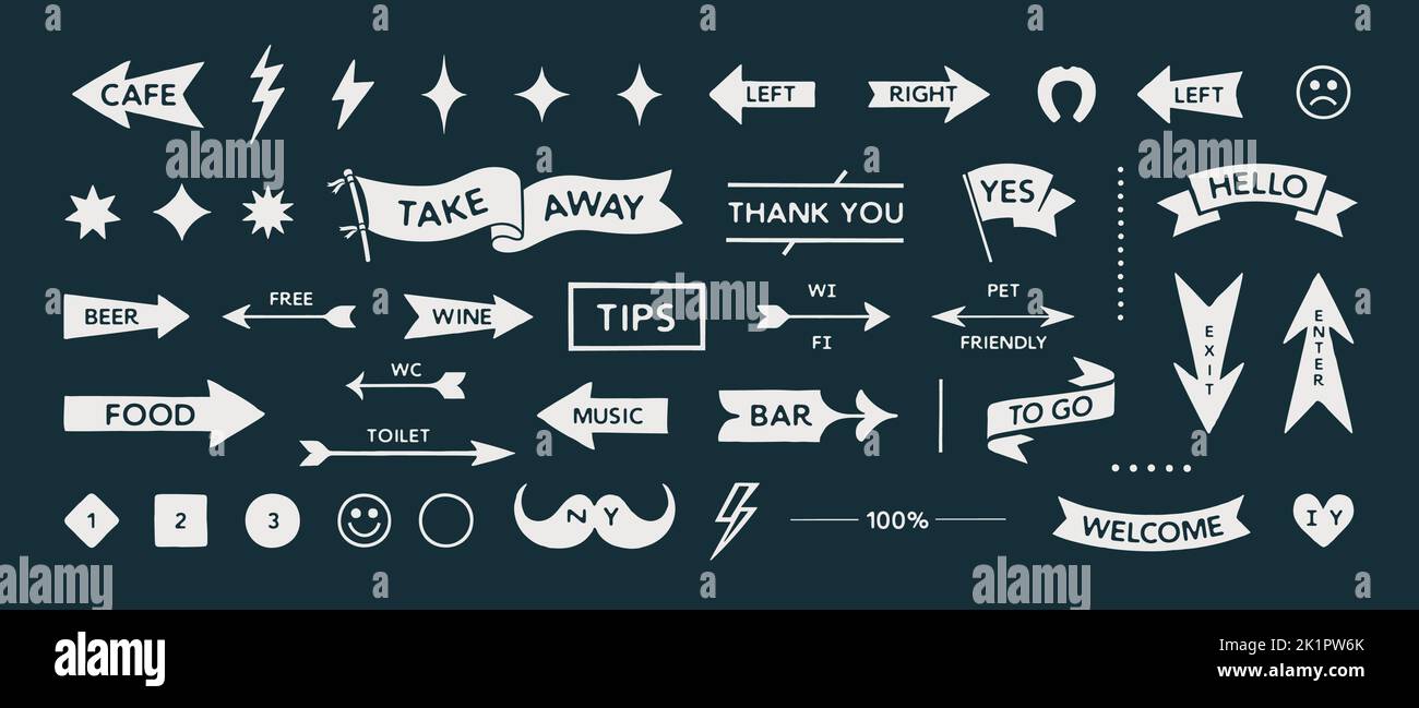 Arrow set icons. Collection vintage sign, symbols and graphic elements ...