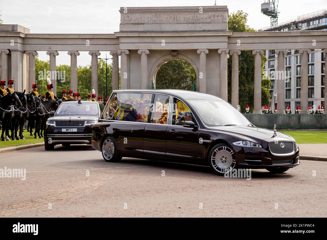 The State Hearse carrying the coffin of Queen Elizabeth II, leaves ...