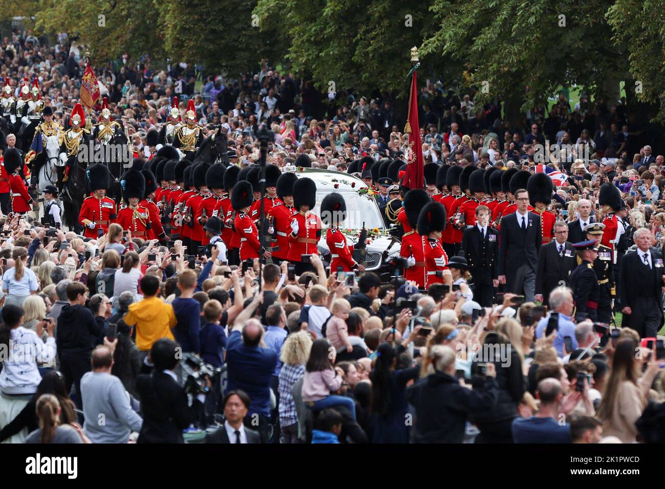 The State Hearse carries the coffin of Queen Elizabeth II along the ...