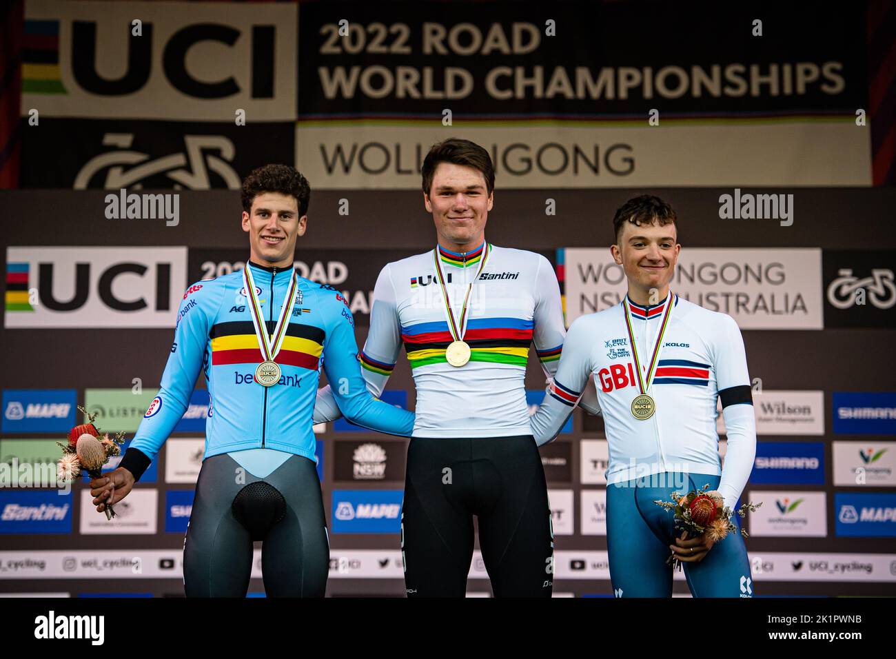 WOLLONGONG, AUSTRALIA - SEPTEMBER 19: SEGAERT Alec ( BEL ), WAERENSKJOLD Soren ( NOR ), HAYTER ...