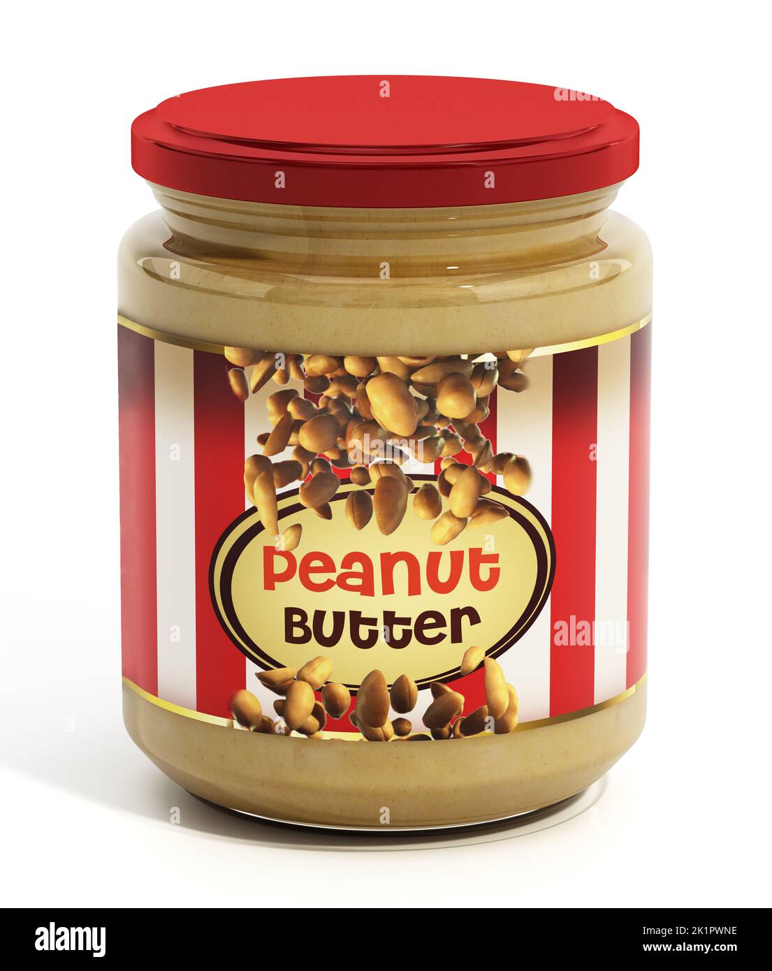 Peanut butter jar with generic label design isolated on white ...