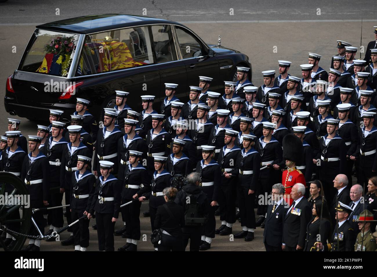 The State Hearse carrying the coffin of Queen Elizabeth II, leaves ...