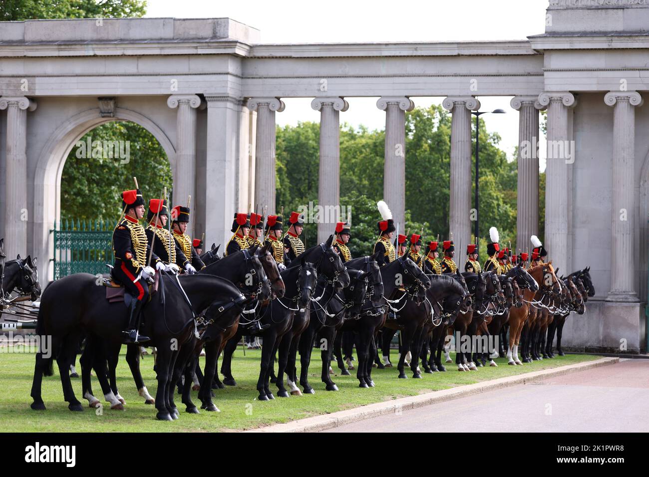 Members of the Royal Horse Artillery stand guard during the Ceremonial ...