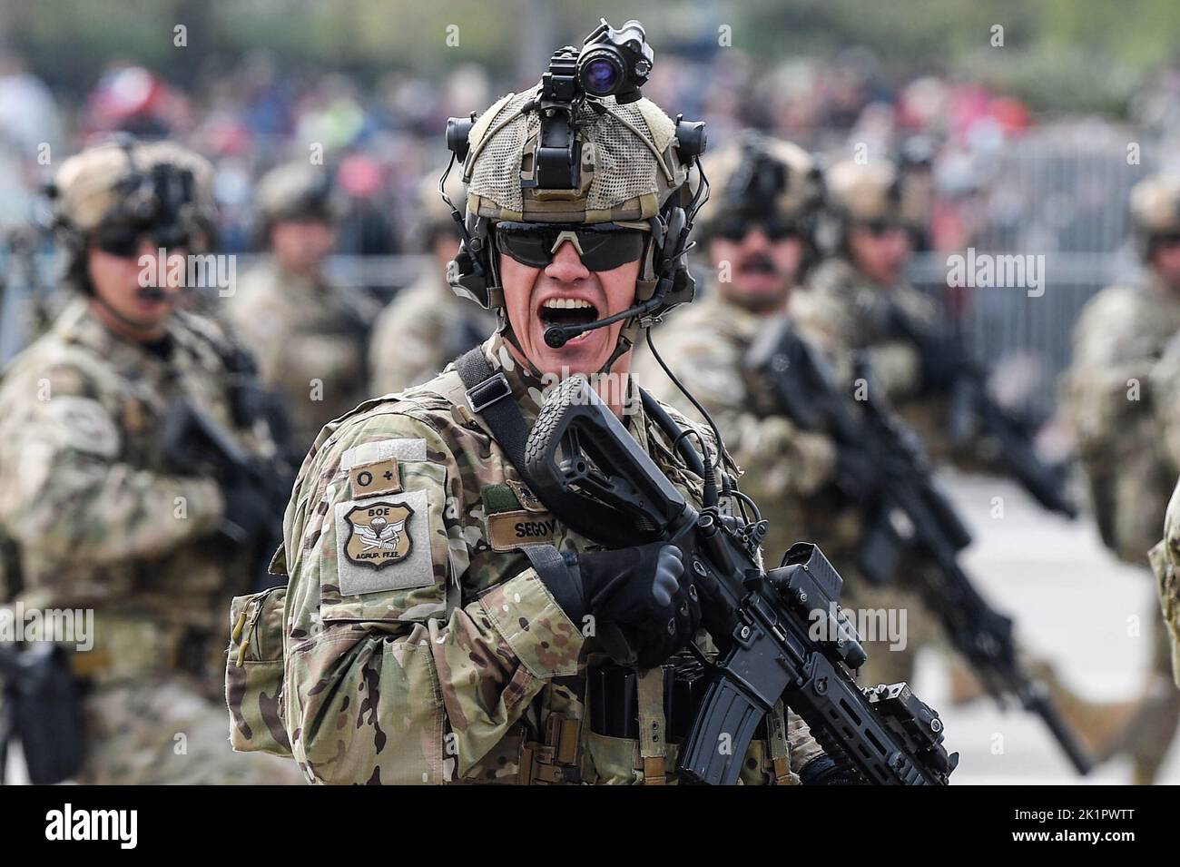 Santiago, Chile. 19th Sep, 2022. Soldiers take part in an annual ...