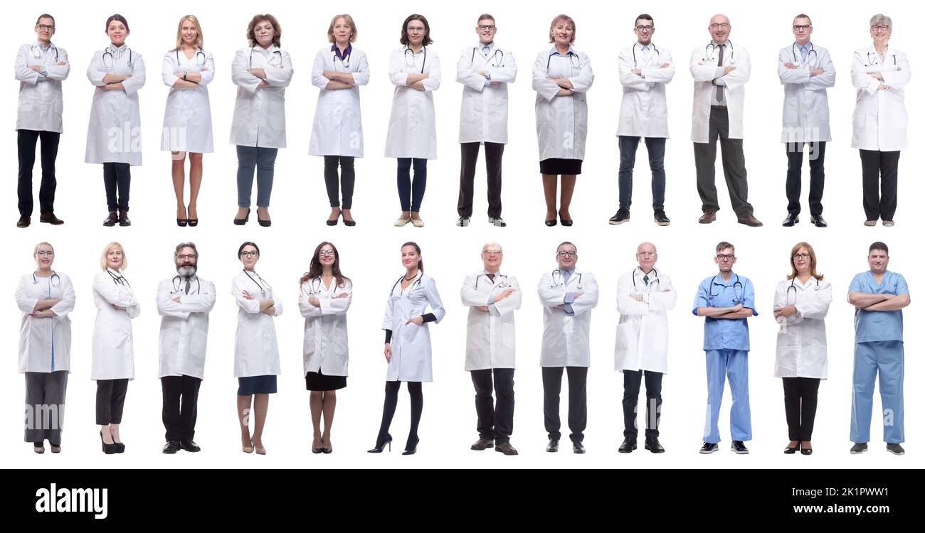 group of doctors in full length isolated on white Stock Photo - Alamy