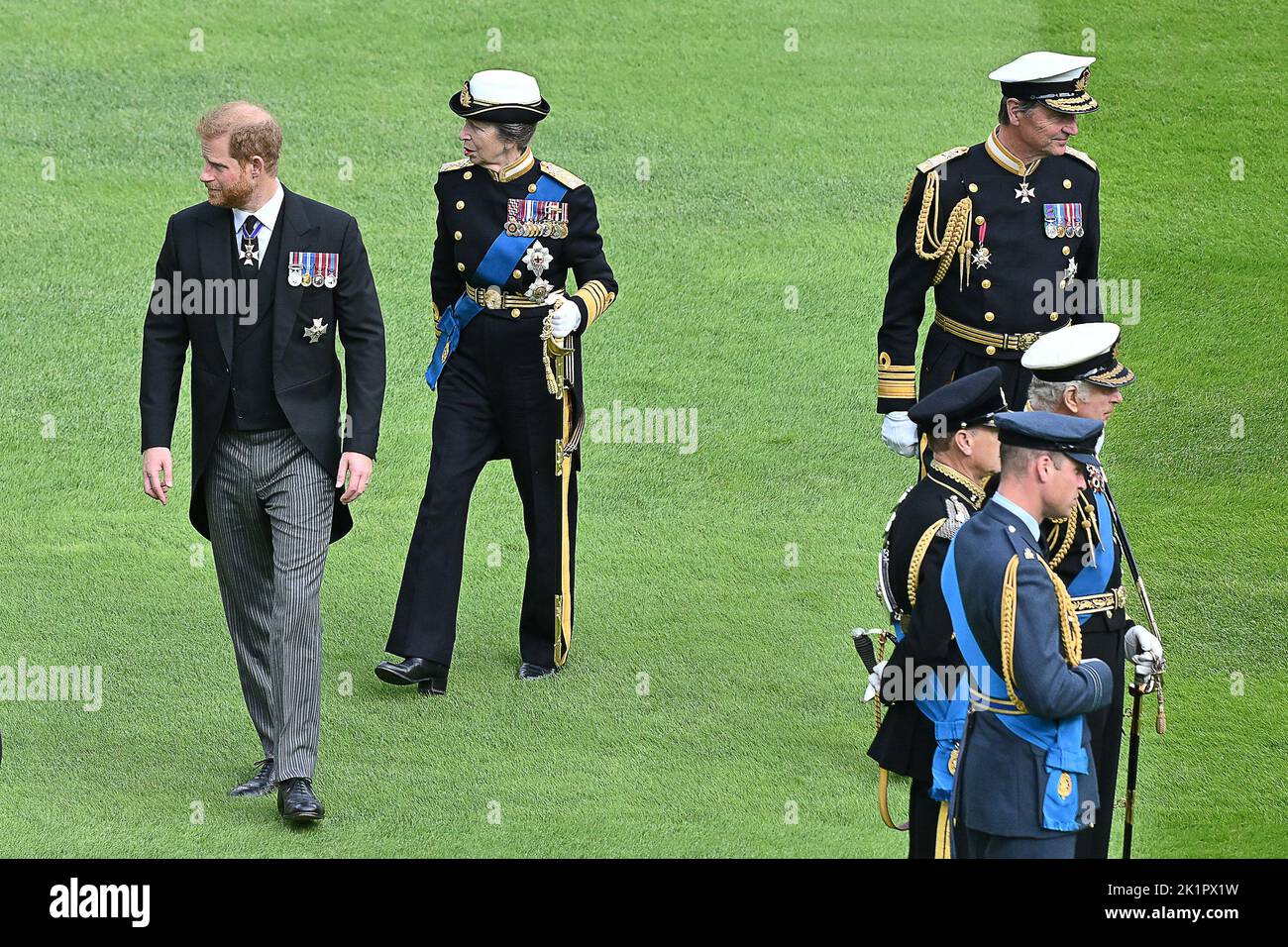 The Duke of Sussex, the Princess Royal, Vice Admiral Sir Tim Laurence ...