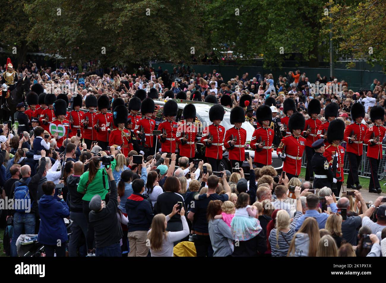 The State Hearse carrying the coffin of Queen Elizabeth II, draped in ...