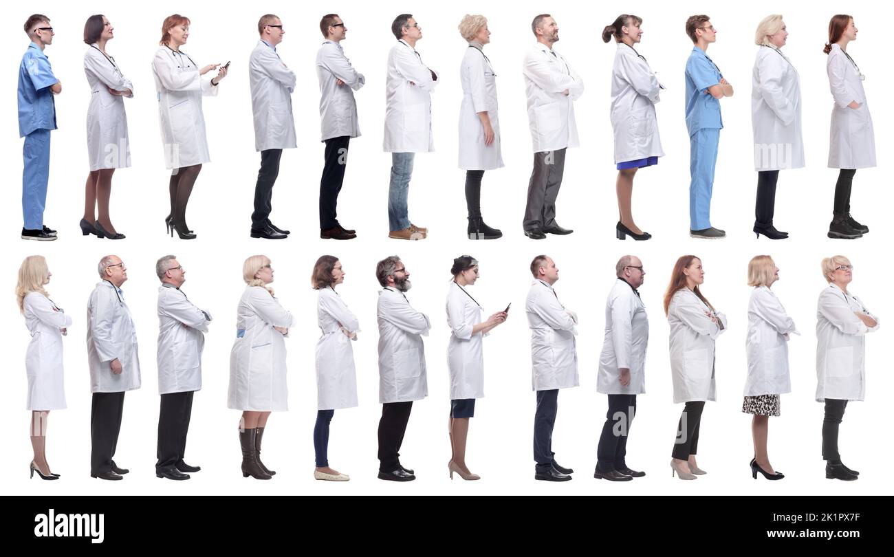 group of doctors in profile isolated on white Stock Photo - Alamy