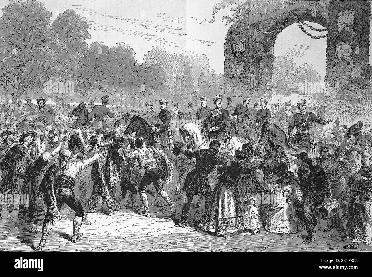 General Prim, der den Prado überquert, wird von der Madrider ...