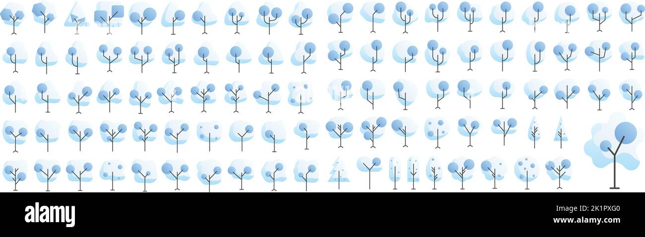 Tree icon set. Vector illustration. Creative Forest Icon Collection ...