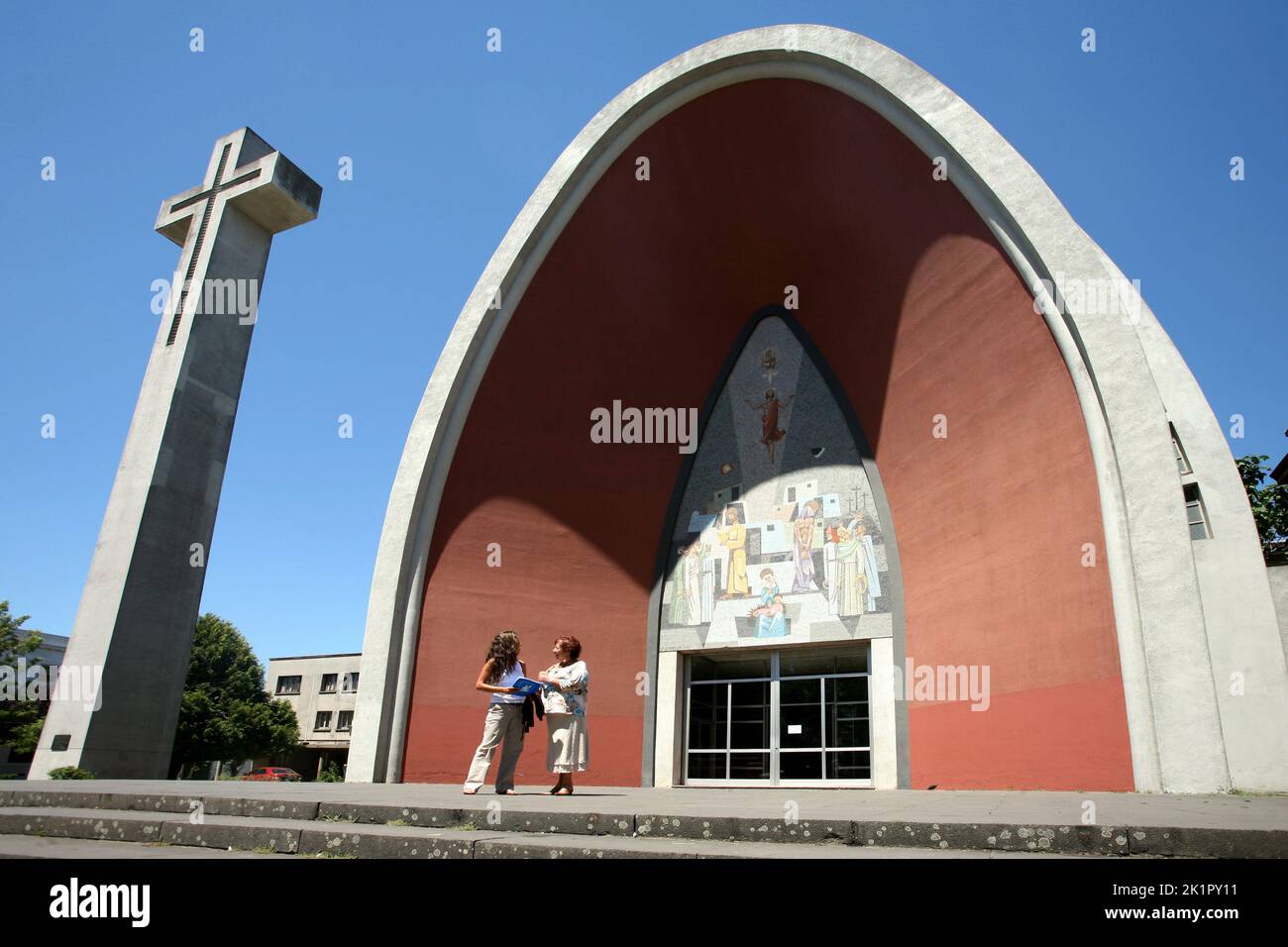 Chile,Chillan - the only monument of the city is the cathedral Stock ...