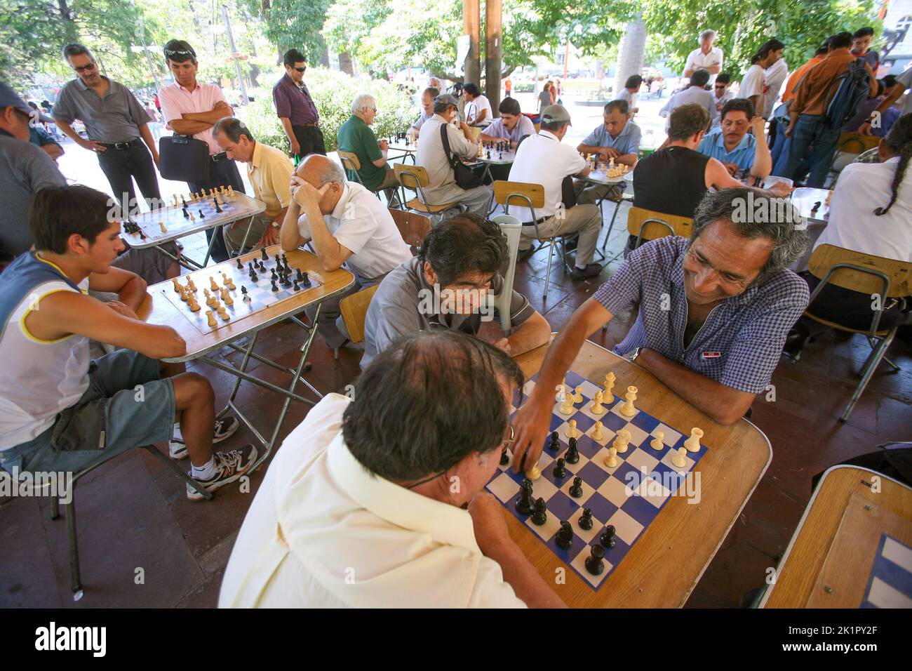 Chile, Santiago Chess players on Plaza de Armas Stock Photo - Alamy