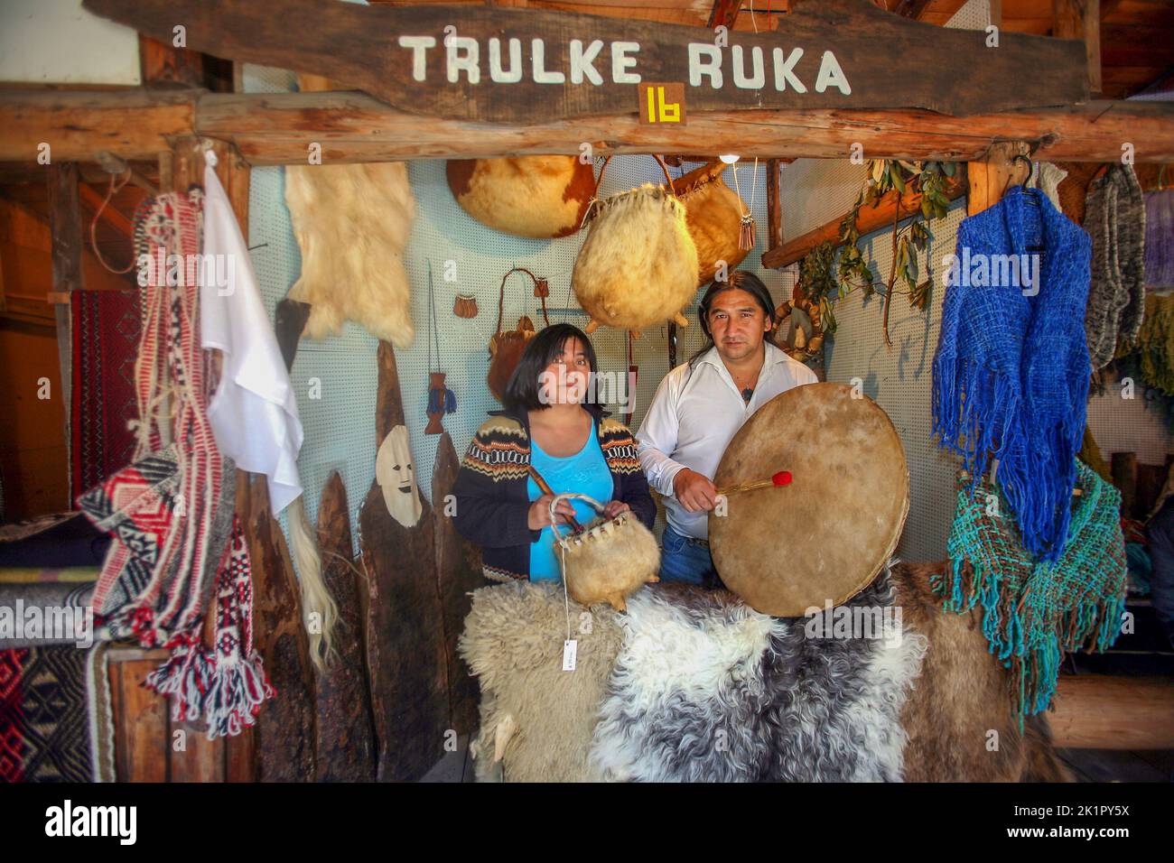 Chile,Villarrica -Lake district-In a Mapuche center special products of ...