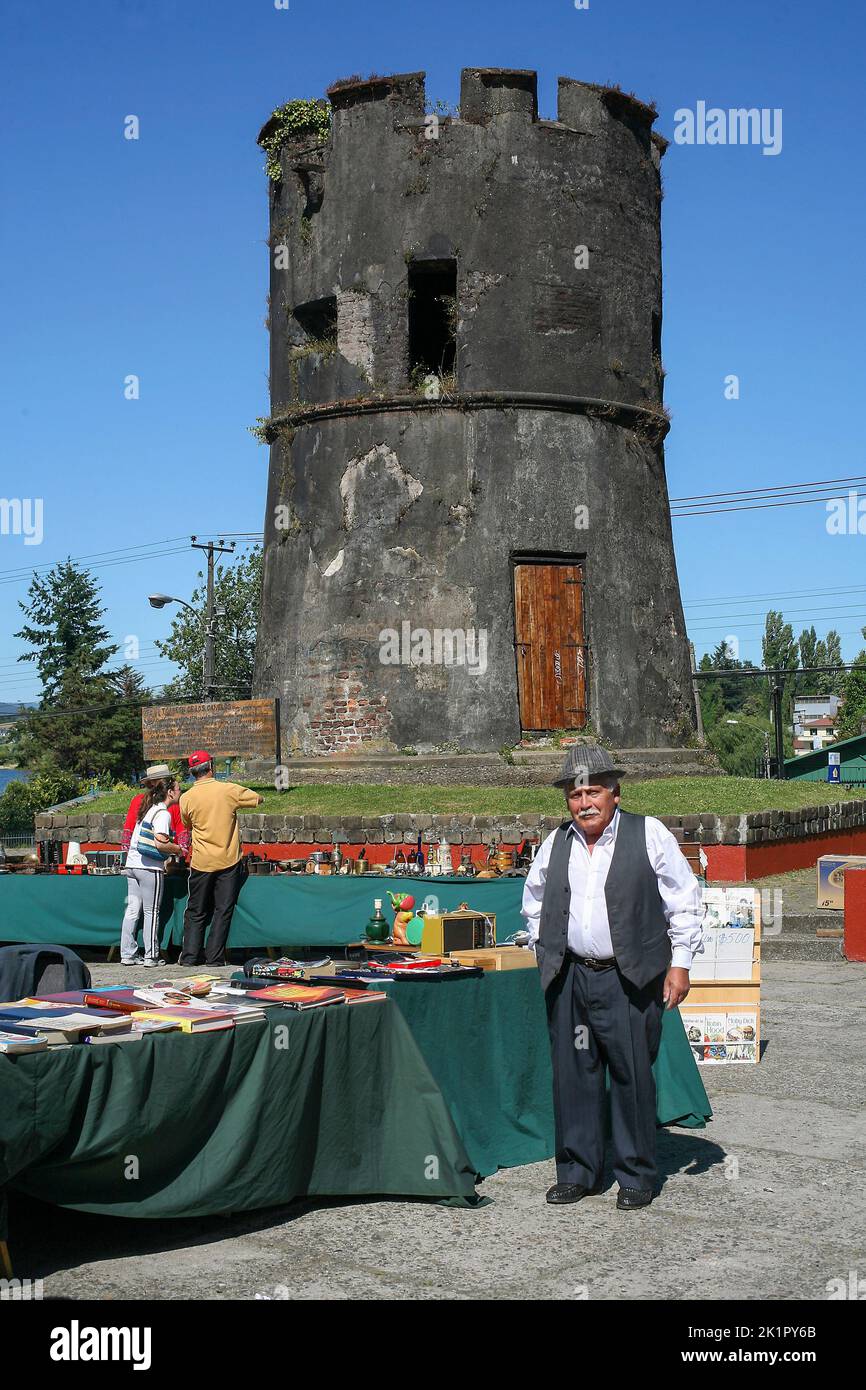 Chile, Valdivia. this tower is left from the wall that was built by ...