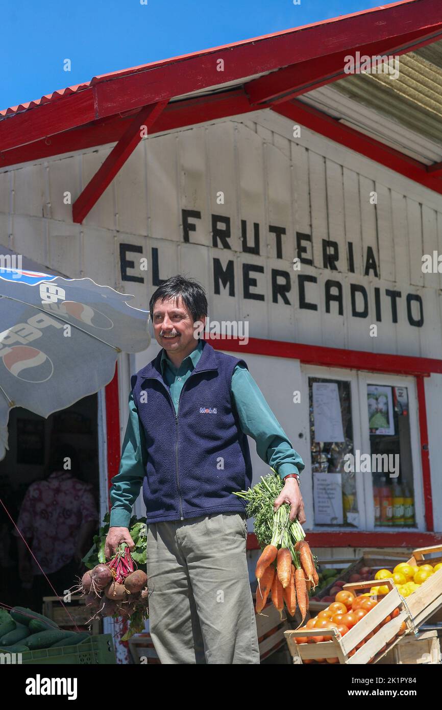 Chile, vegetable and fruit market in Puerto Octay village on the ...