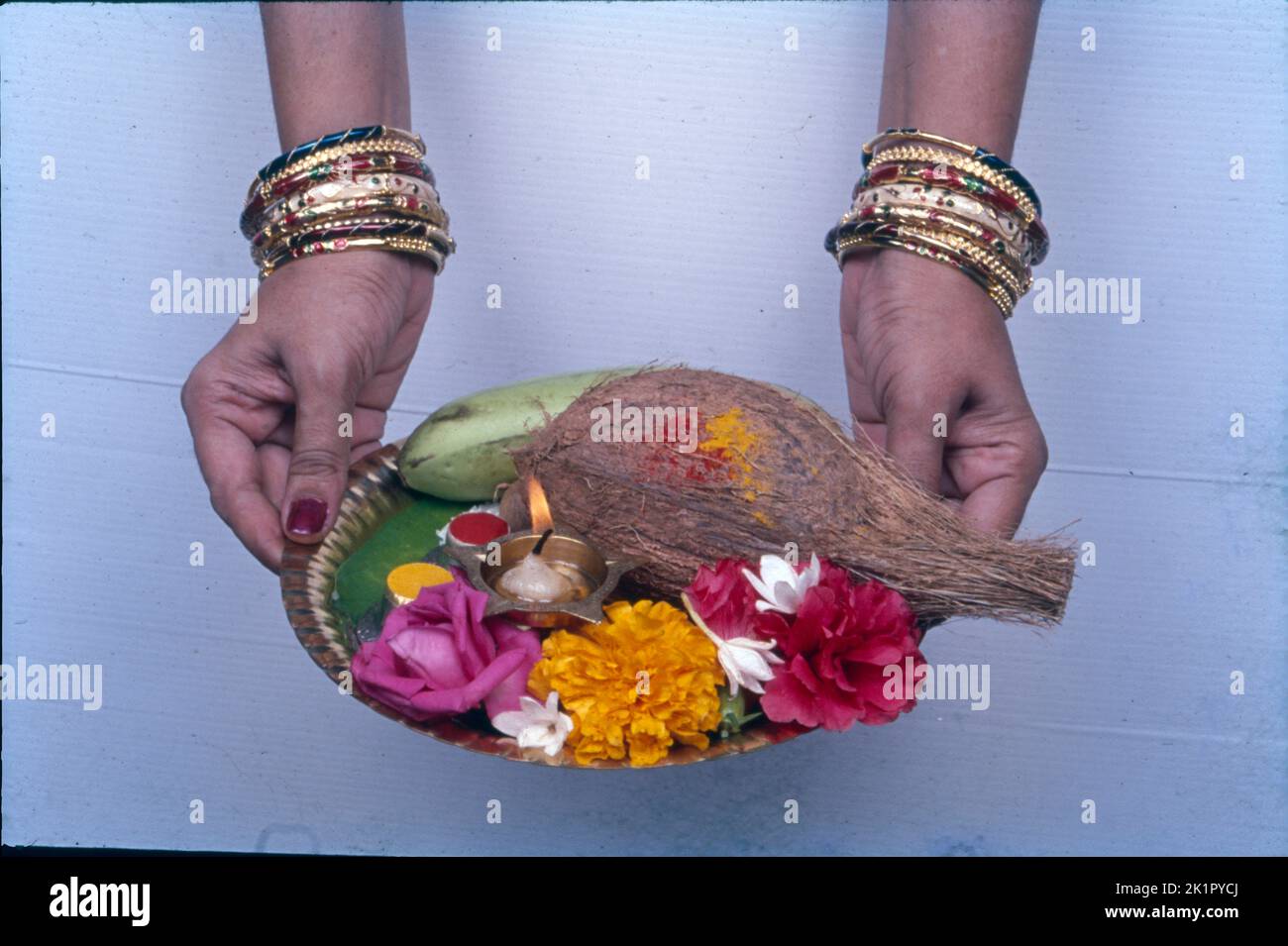 Pooja Thali, Auspicious Items for Ceremony of Wedding or Pooja Stock ...