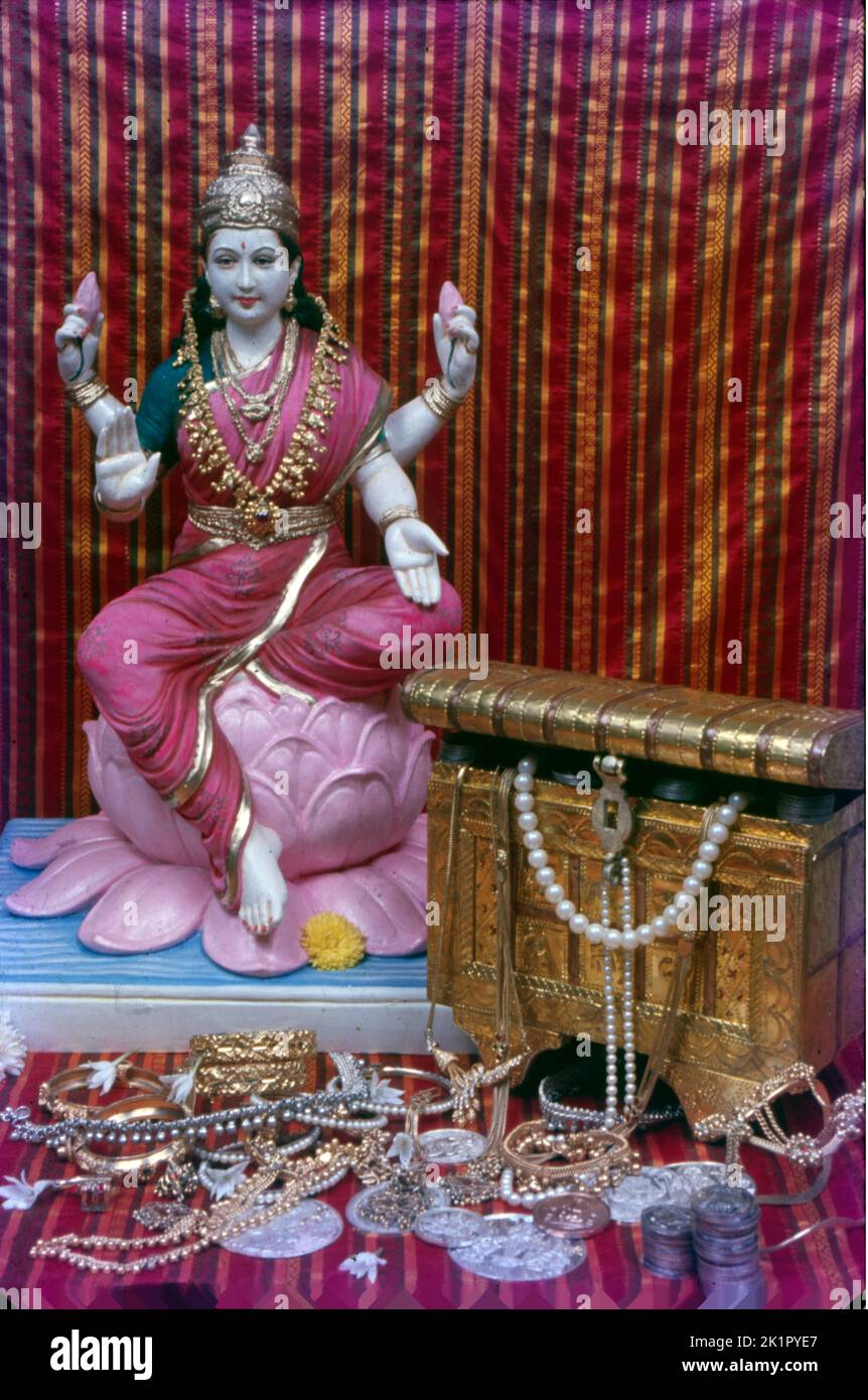 Laxmi Pooja, Goddess of Wealth Stock Photo - Alamy